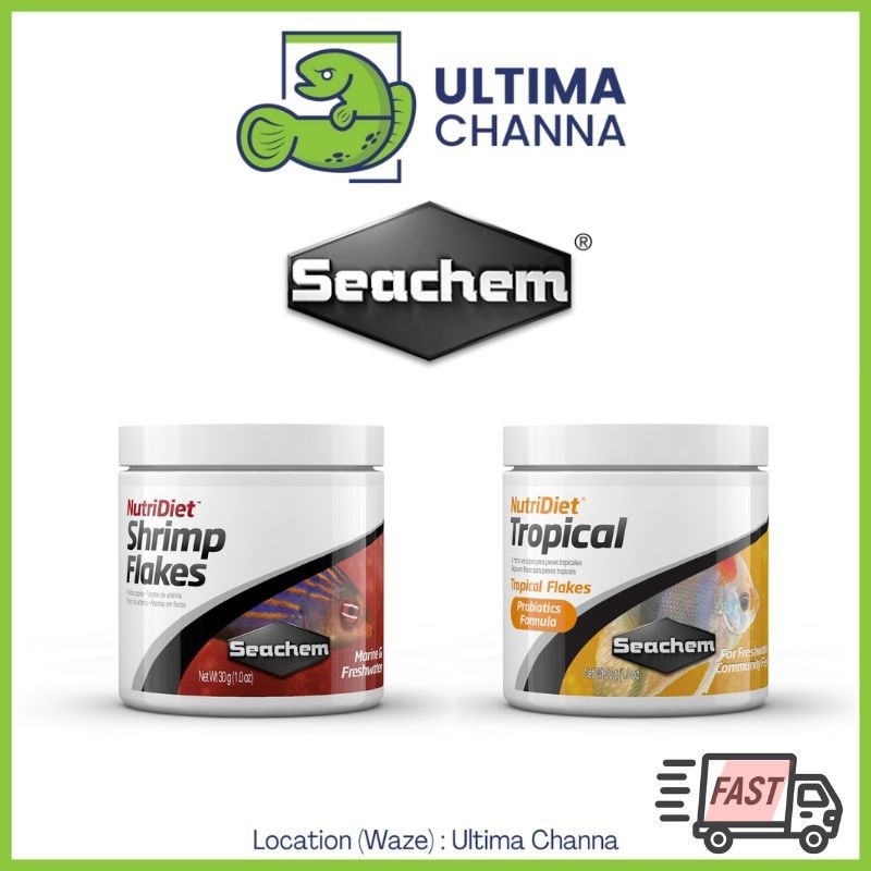 Seachem NutriDiet Tropical Flakes/ NutriDiet Shrimp Flakes - fish food ...