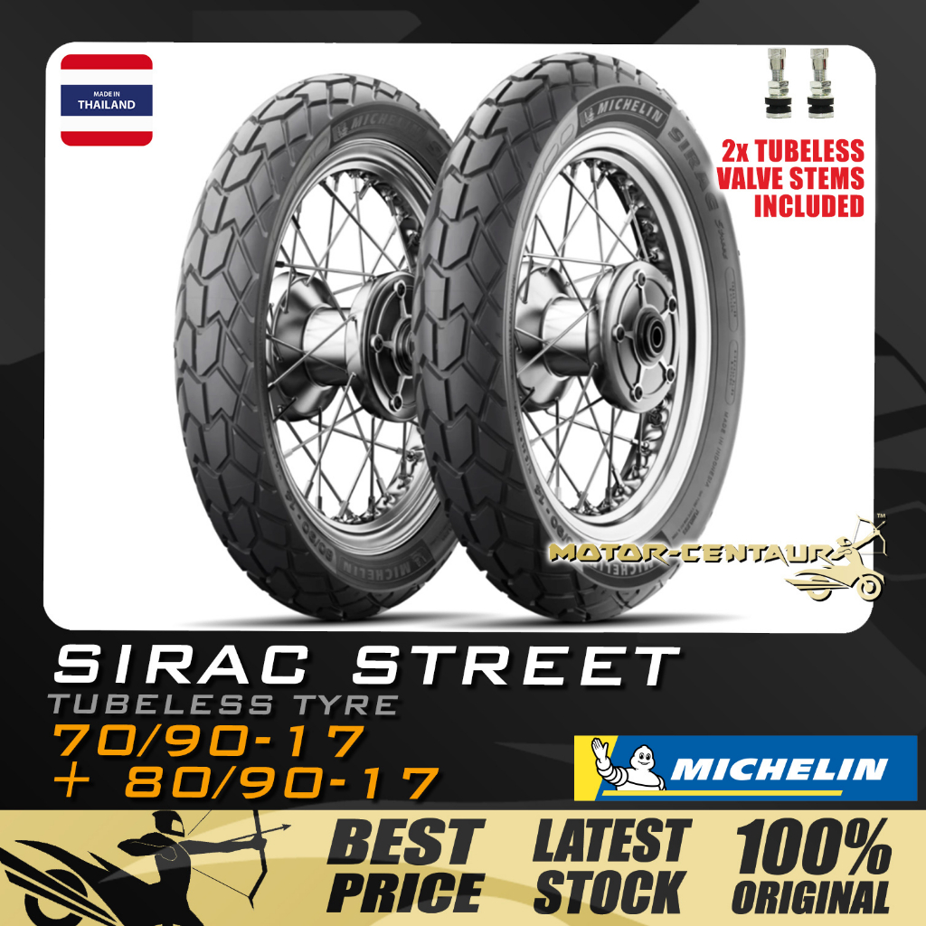TAYAR MOTORSIKAL MICHELIN SIRAC STREET TUBELESS TYRE 70,80 ...