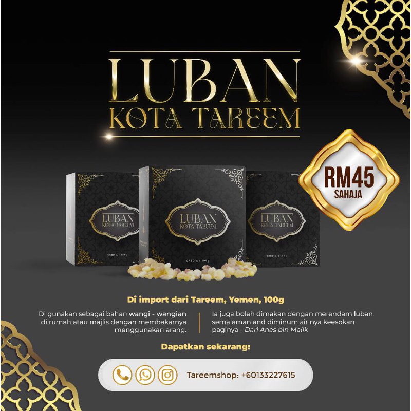 Luban Kota Tareem, Frankincense Bukhoor Gred A (Kemenyan Arab) | Shopee Malaysia