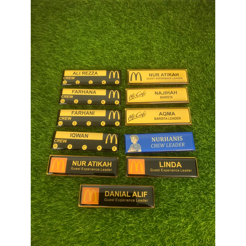 NAMETAG MC D EPOXY METAL / ARCYLIC SAIZ 70X20MM | Shopee Malaysia
