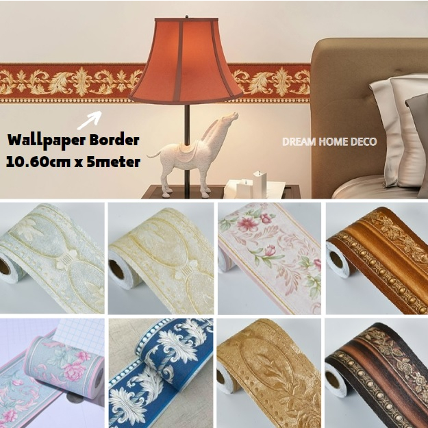 10.6cm x 5meter 3D Wallpaper Border Waist Line Wall Skirting Kertas ...