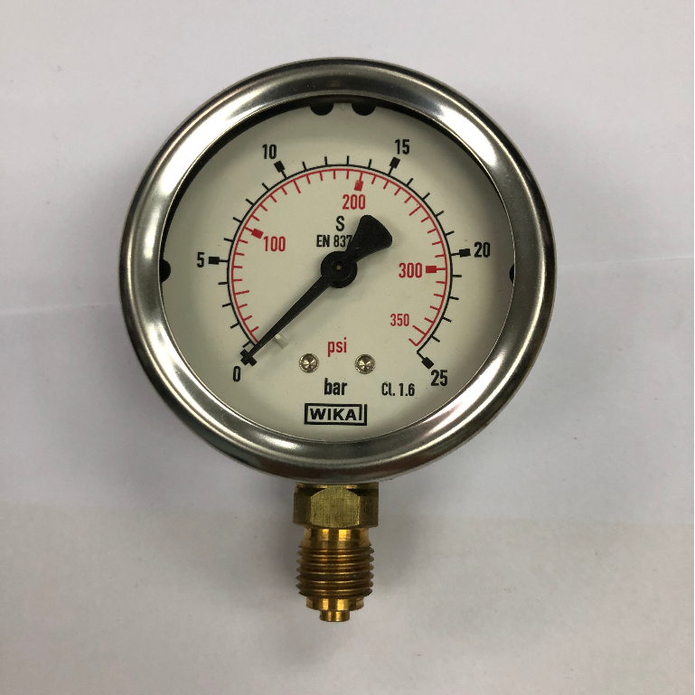 WIKA Pressure Gauge Reading psi bar Bottom Entry 1/4" BSP Diameter: 2.5 ...