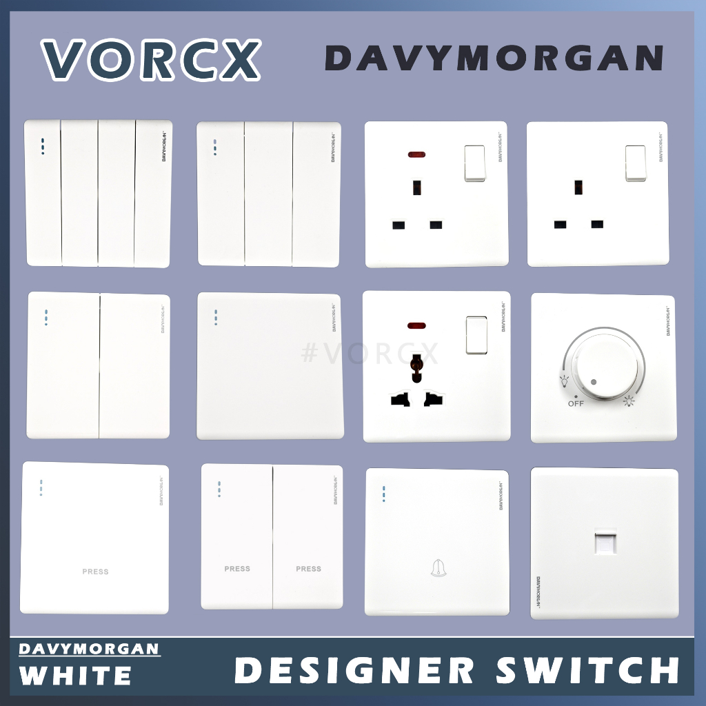DavyMorgan White Color Designer Switch & Socket | Shopee Malaysia