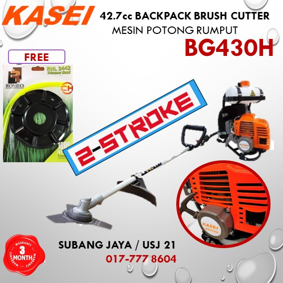 Kasei 42.7CC Backpack Brush Cutter (Mesin Rumput) BG430H - Free Nylon ...