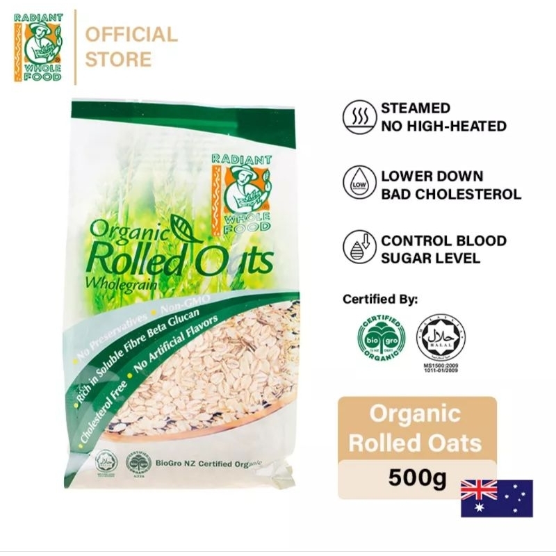 Radiant Organic Rolled Oats 500g | Shopee Malaysia