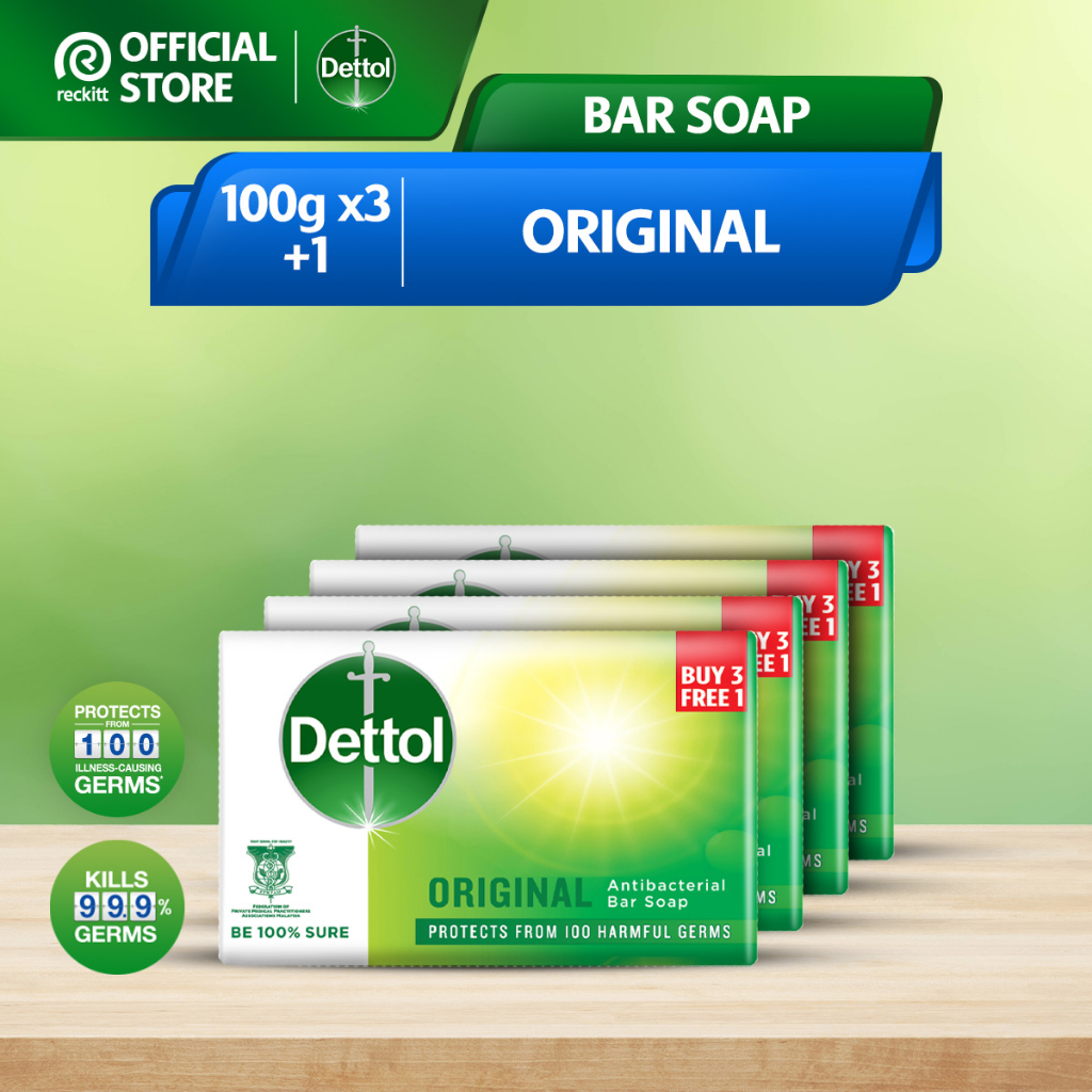 Dettol Antibacterial Body Bar Soap Original 100G 3+1 | Shopee Malaysia