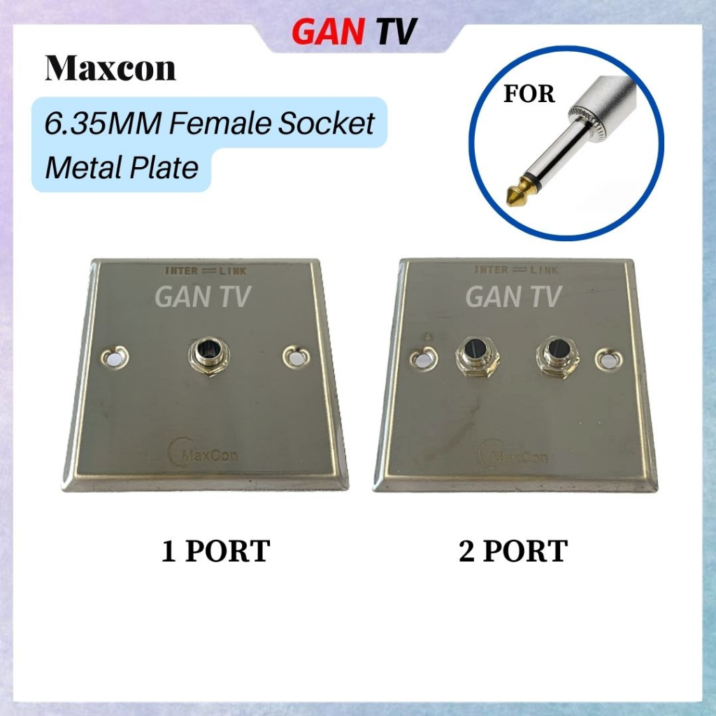Maxcon Single/Double 6.35mm Mono Jack Female Socket 3x3" 1Way/2Way Mic ...