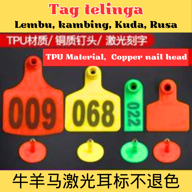 Tag Telinga untuk Lembu, kuda, Rusa dan kambing 100set siap dengan ...