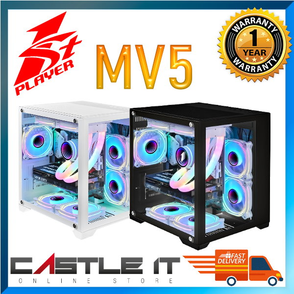 1st Player MV5-TP Micro-ATX MATX Tempered Glass Transparent Gaming ...