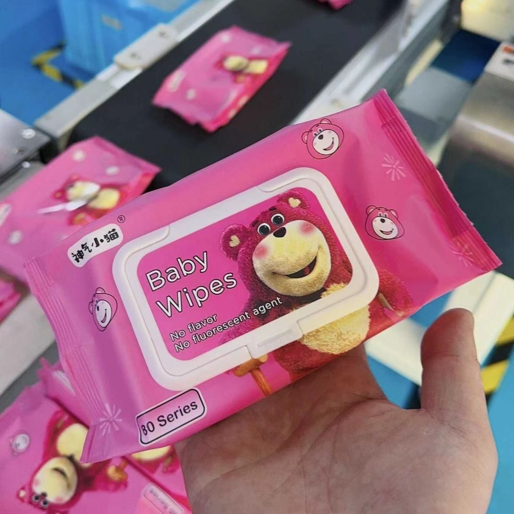 80Pcs Strawberry Bear Wet Tissue Baby Wipes Baby Wet Tissue NON ALCOHOL ...