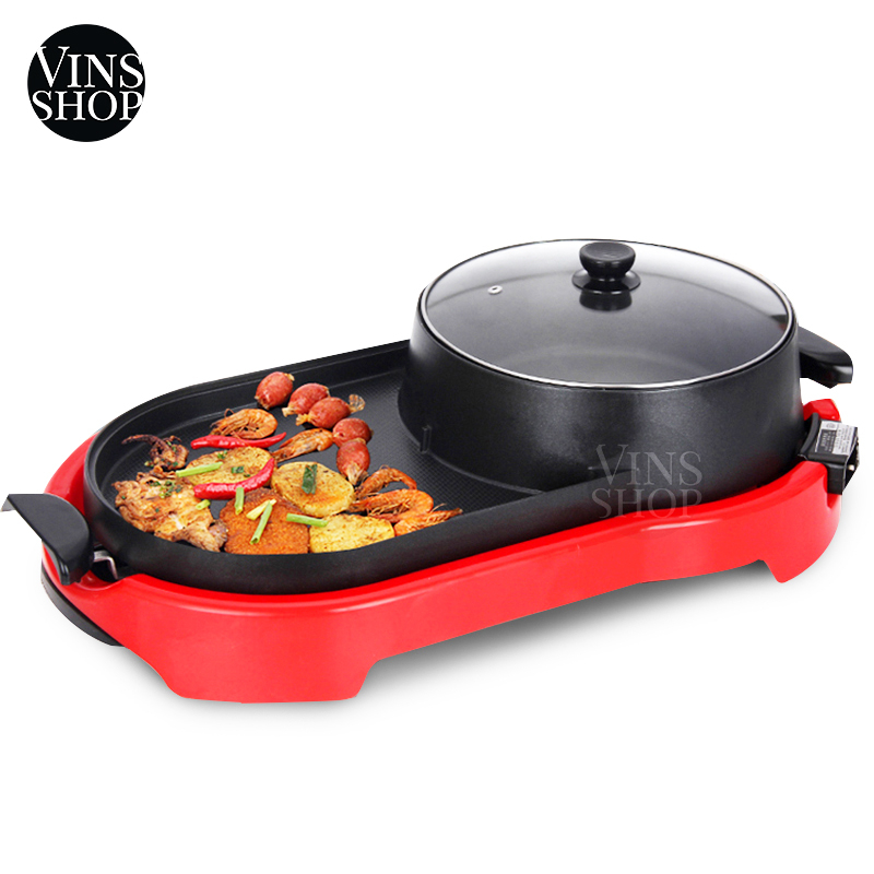 2 IN 1 BBQ Stone Korean Electronic Pan Grill & Steamboat & Teppanyaki ...