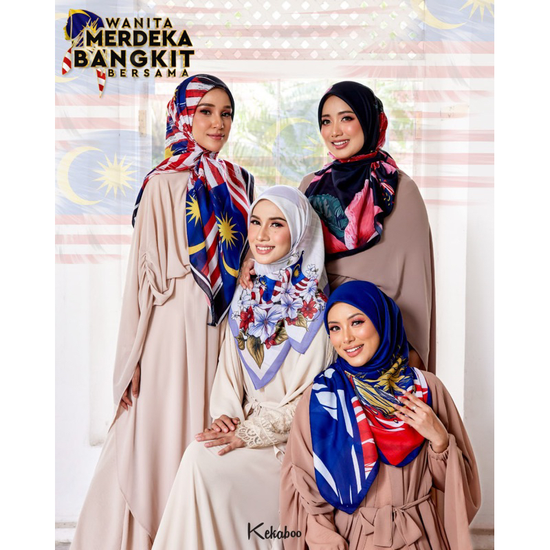 Tudung Bawal Kekaboo Merdeka 2023 Senang Bentuk Corak Jalur Gemilang Bunga Raya Kebangsaan