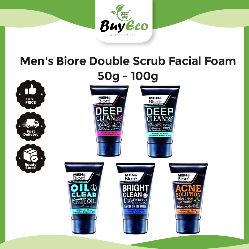 Men's Biore Double Scrub Facial Foam 50g - 100g | Shopee Malaysia