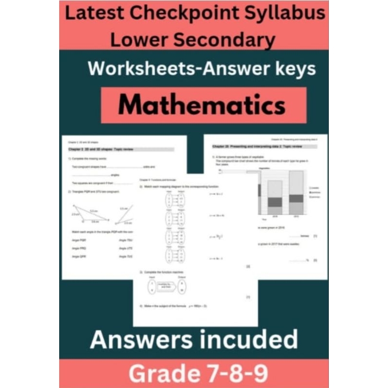 SC.54🌟Lower Secondary🌟Year 7-8-9🌟Math checkpoint worksheets🌟Latest ...