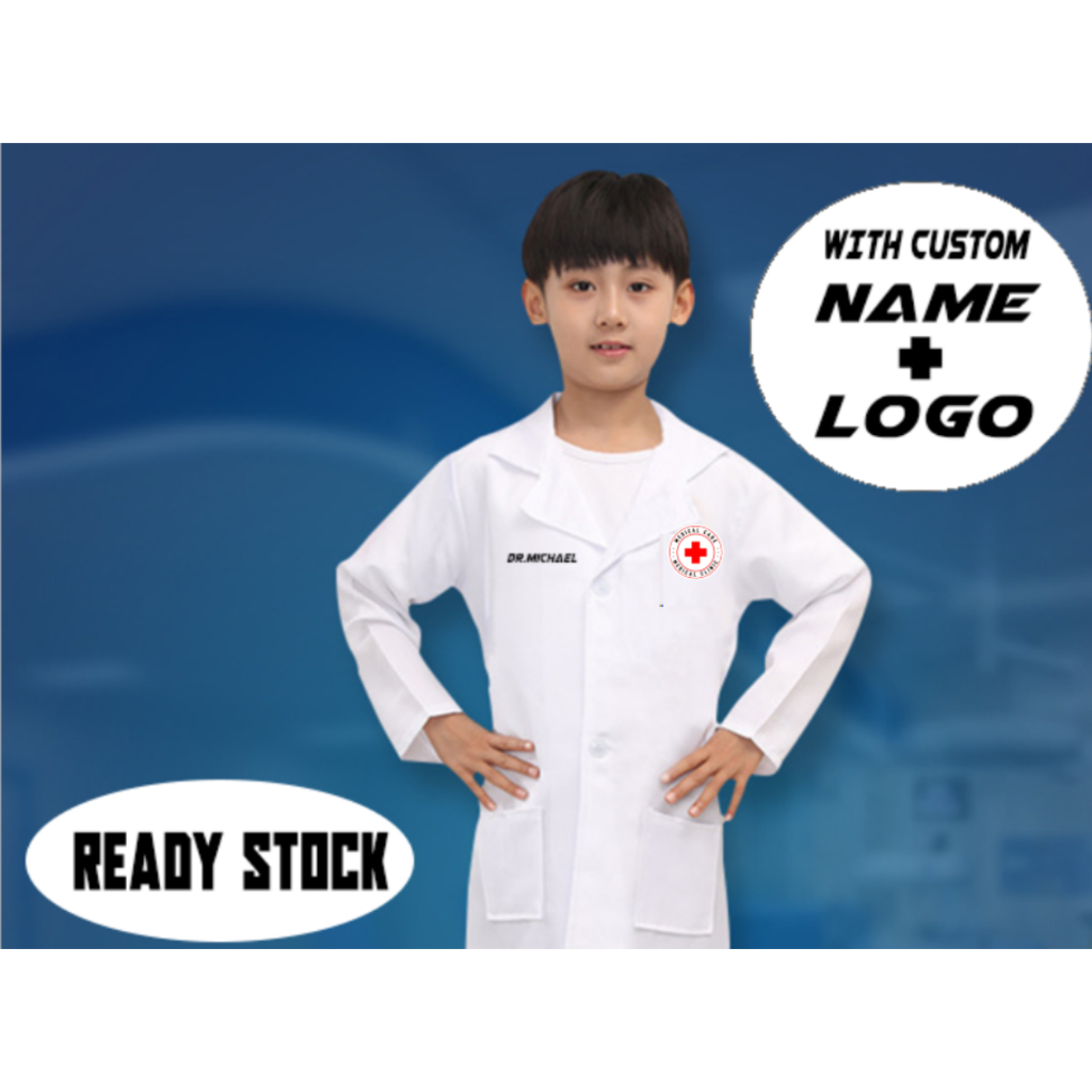 Kids Doctor costume Nurse Lab Coat Toys Real Stethoscope custom print ...