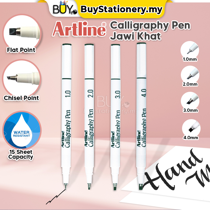 Artline Calligraphy Pen Flat Chisel Marker 1.0 2.0 3.0 4.0 mm - (PCS) Jawi Khat Writing Art ...