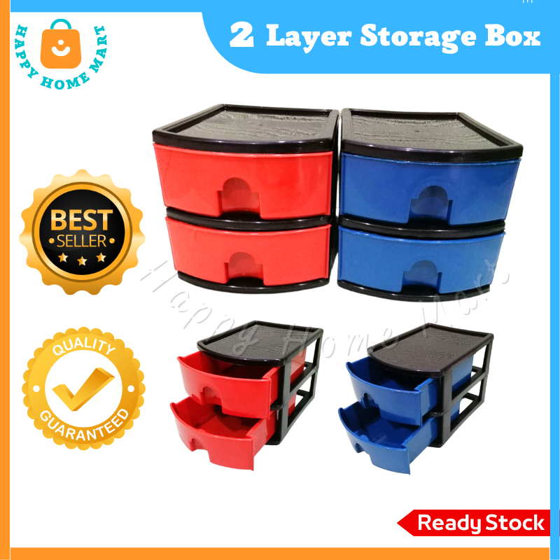 Multi Mini Plastic Drawer Storage Box 2 Layer / Pelbagai Fungsi 2Layer ...