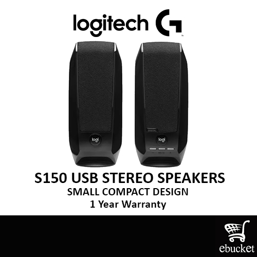 LOGITECH S150 USB STEREO SPEAKER - SMALL COMPACT DESIGN FOR DESKTOP AND ...