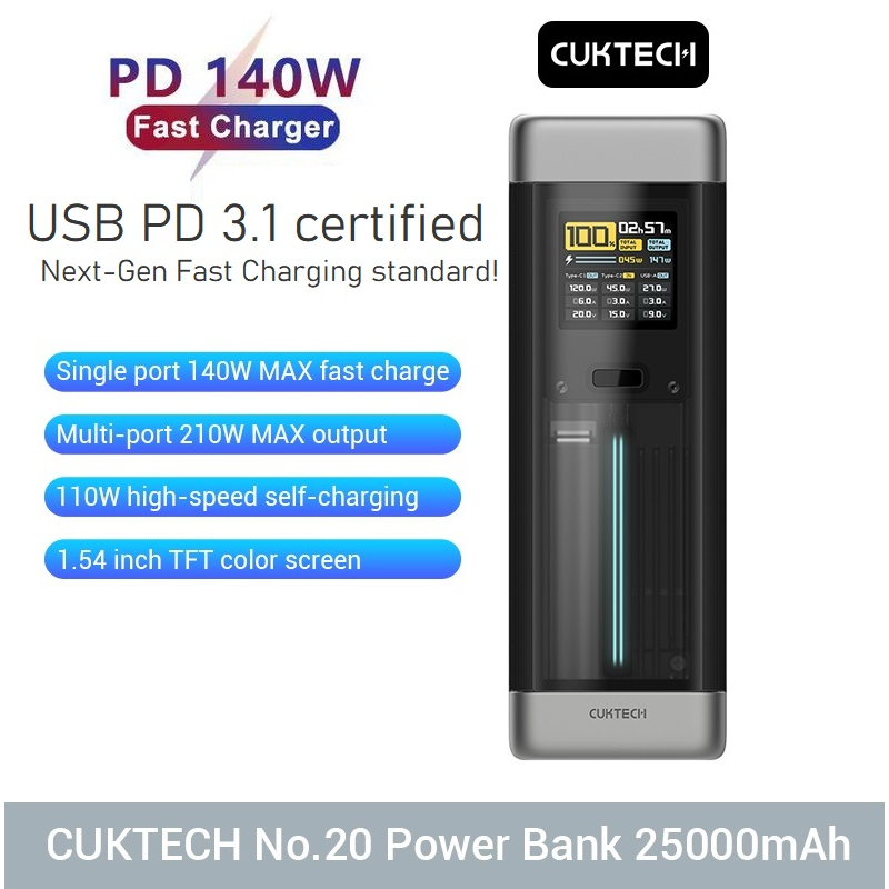 CUKTECH mi xiaomi ZMI No. 20 P23 210W USB PD3.1 140W PD140W 25000mAh Power Bank for laptop ...