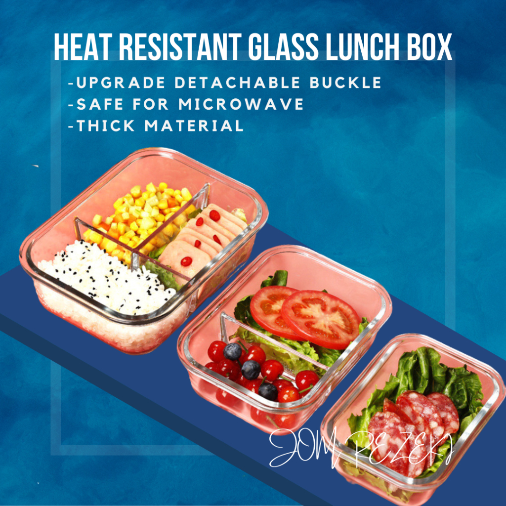 JOM Microwave-heated glass lunch box separated fresh-keeping bowl with ...