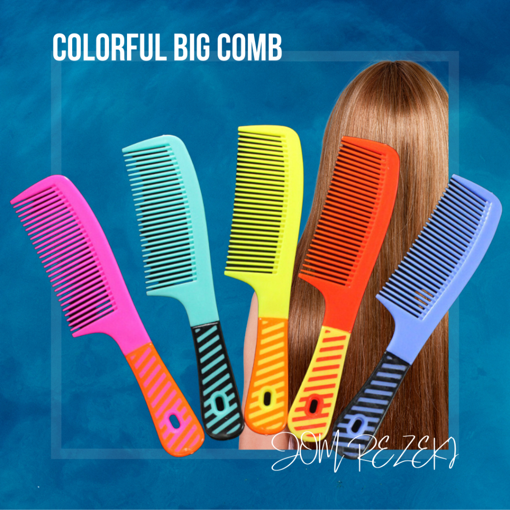 JOM Colourful Wide tooth flat comb Texture comb Big teeth Detangle ...