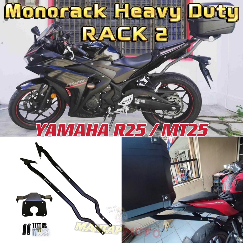 YAMAHA YZF R25 MT25 MONORACK HEAVY DUTY TOP BOX RACK2 TAPAK-J TOP BOX ...