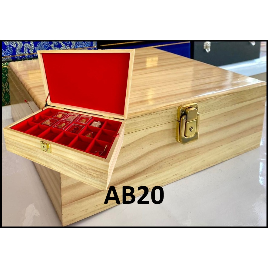 Solid Wood 3 Layers Amulet Storage Box 54 slots (Adjustable Partition ...
