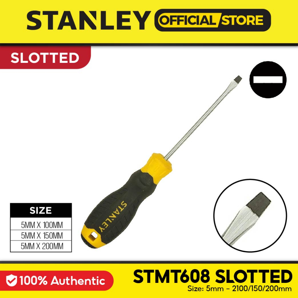 STANLEY Cushion Grip Slotted Parallel Screw Driver (100mm/200m) STMT608 ...