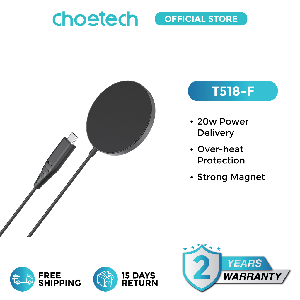 CHOETECH T518 15W Removable Wireless Magenetic Charger Pad - Wireless Charger for iPhone 12 13 ...