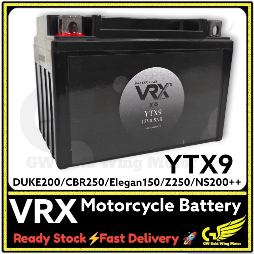 VRX YTX9-BS GEL BATTERY CBR250 KTM390 DUKE 200 DUKE GSF400 NINJA250 ...