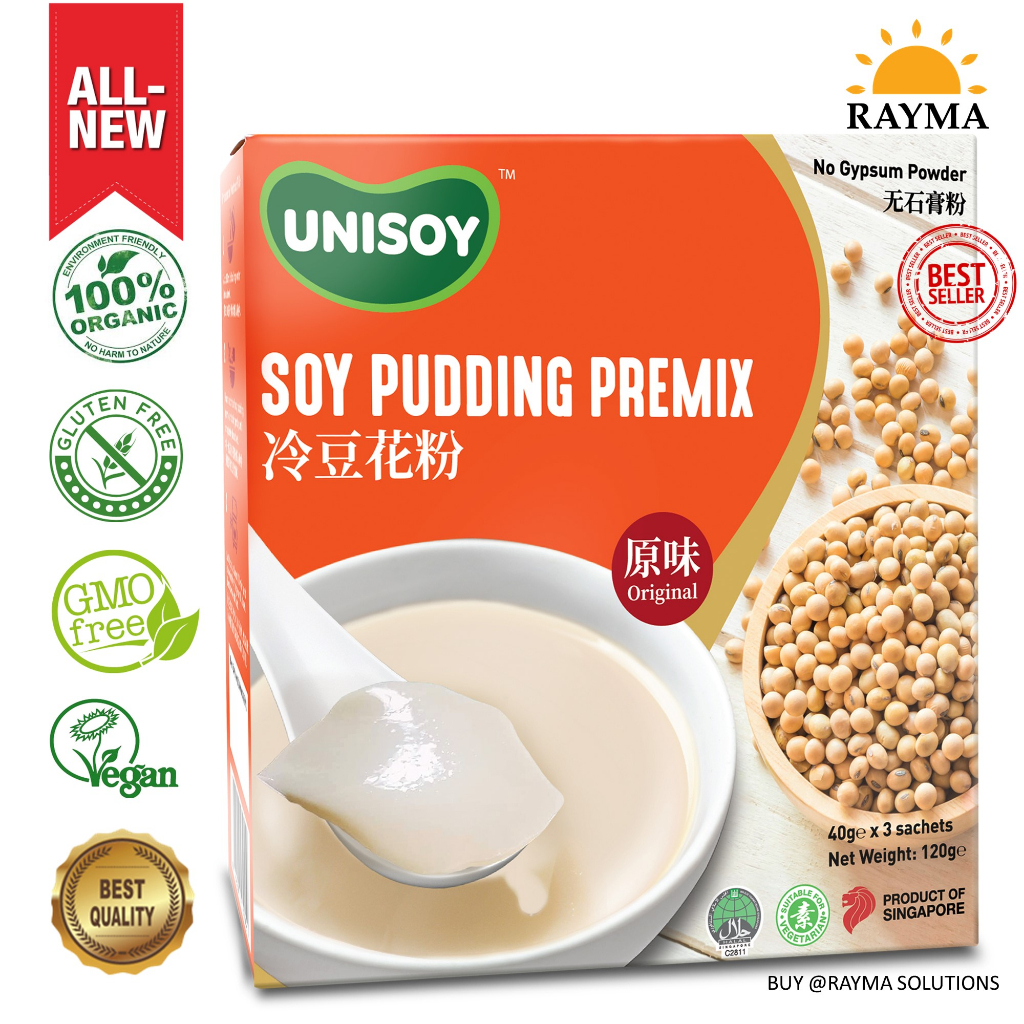 UNISOY Premium Soy Pudding Premix, Non-GMO Soybeans, 120g (40g x 3 sachets) | Shopee Malaysia