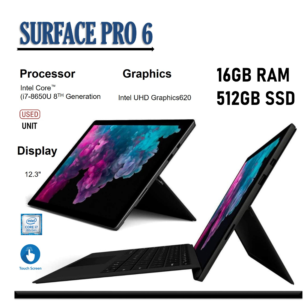 Microsoft Surface Pro 6 12.3" (2736 x 1824) Touch Screen (i7-8650U) 8TH ...