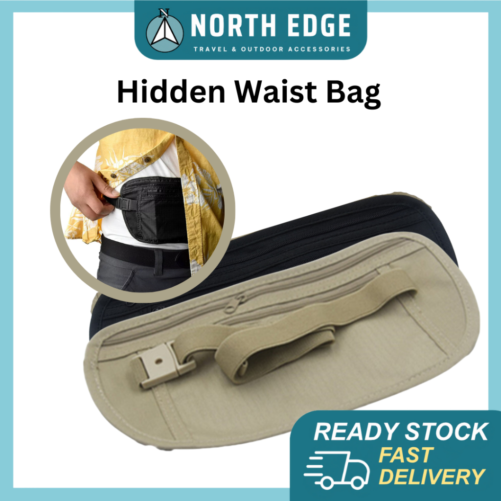 【READY STOCK】Slim Travel Pouch Hidden Waist Bag Security Money Passport ...