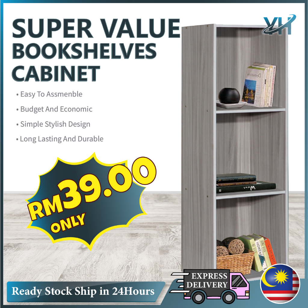 3 Tier Wooden Multipurpose Rack Book Shelf Rak Buku Colour Box Book ...