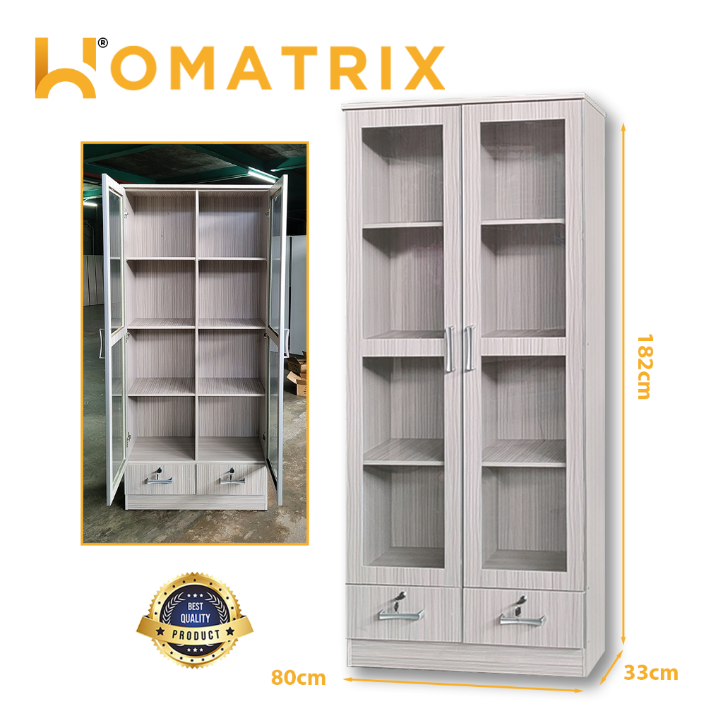 HOMATRIX Display Glass Cabinet Storage With Drawer Almari Kaca Rak ...