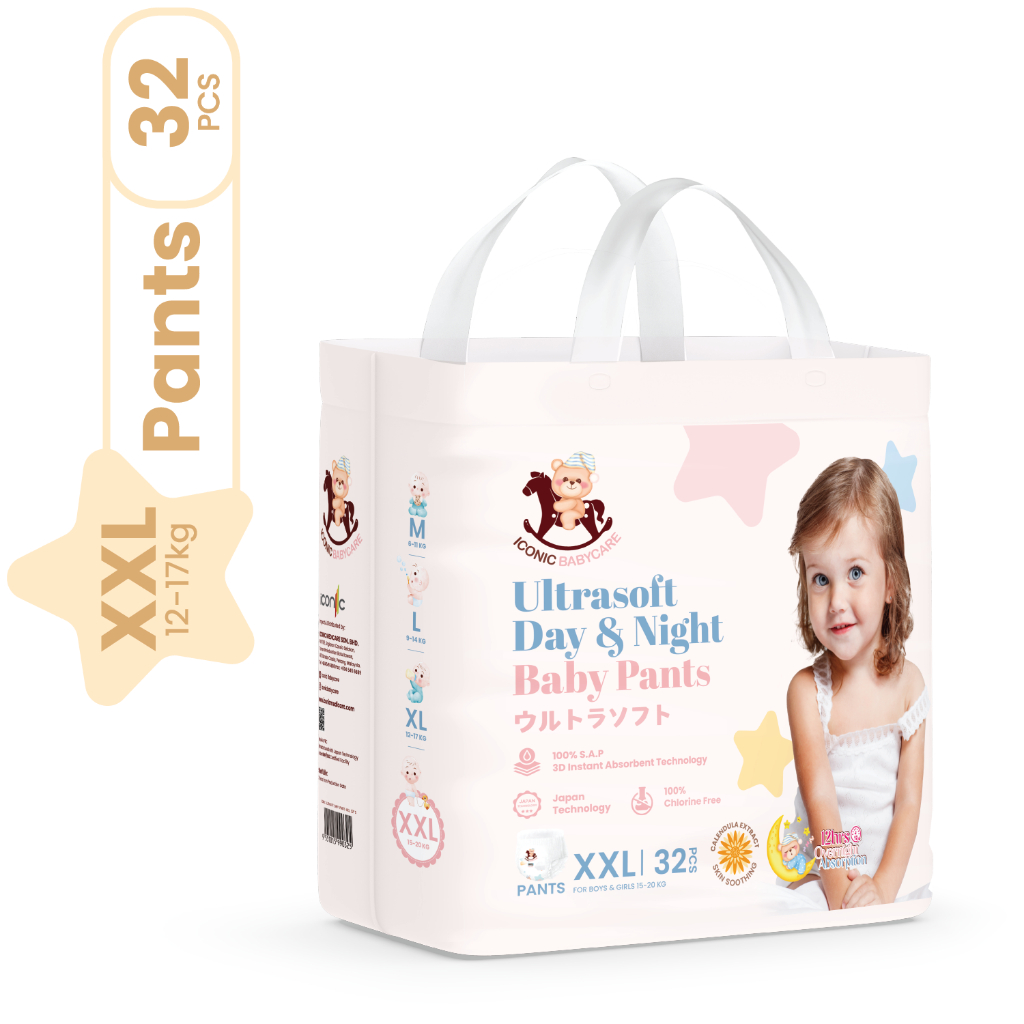 Iconic Babycare Ultrasoft Day & Night Baby Diaper Pants M48/L44/XL38 ...