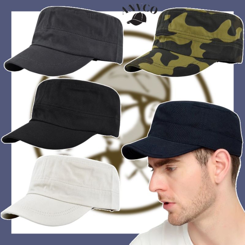 ANVCO Unisex army cap military outdoor style plain hat short brim ...