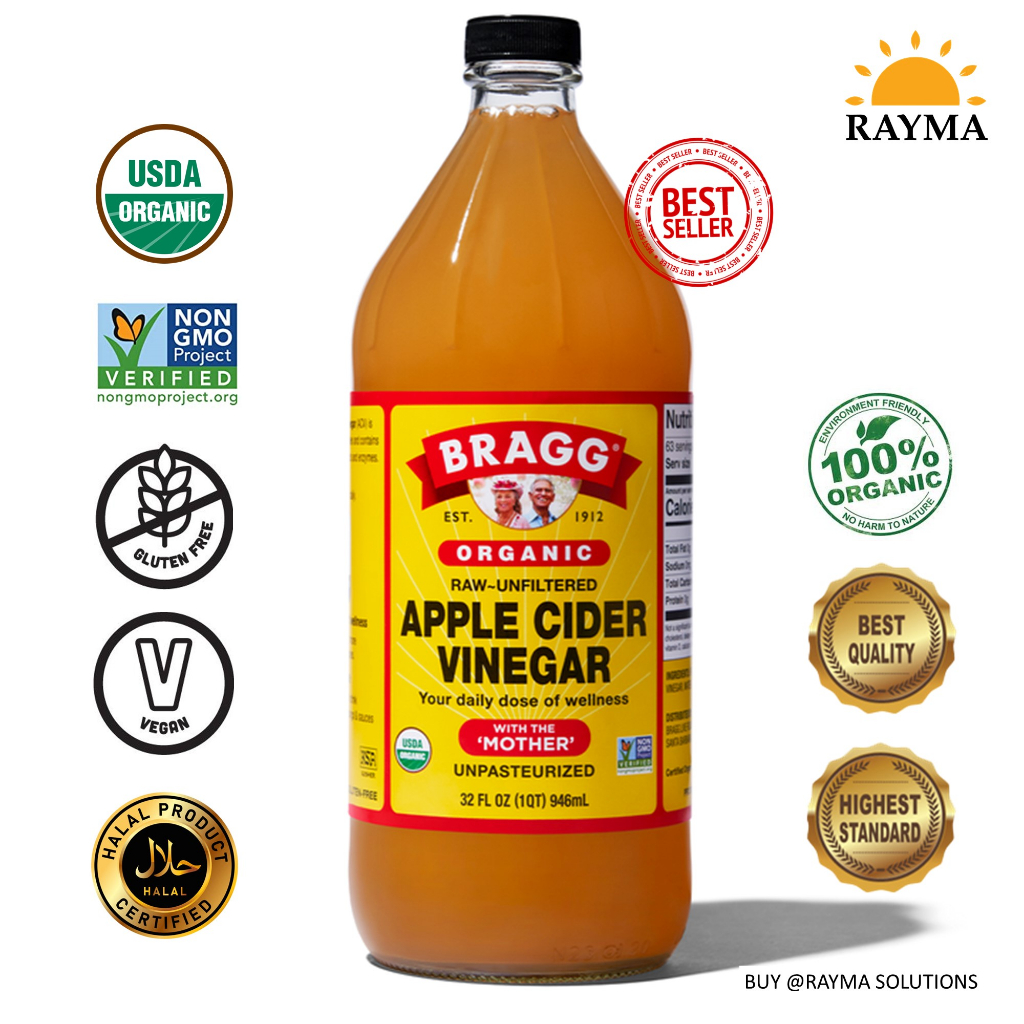 BRAGG Organic Raw-Unfiltered Organic Apple Cider Vinegar with the ...