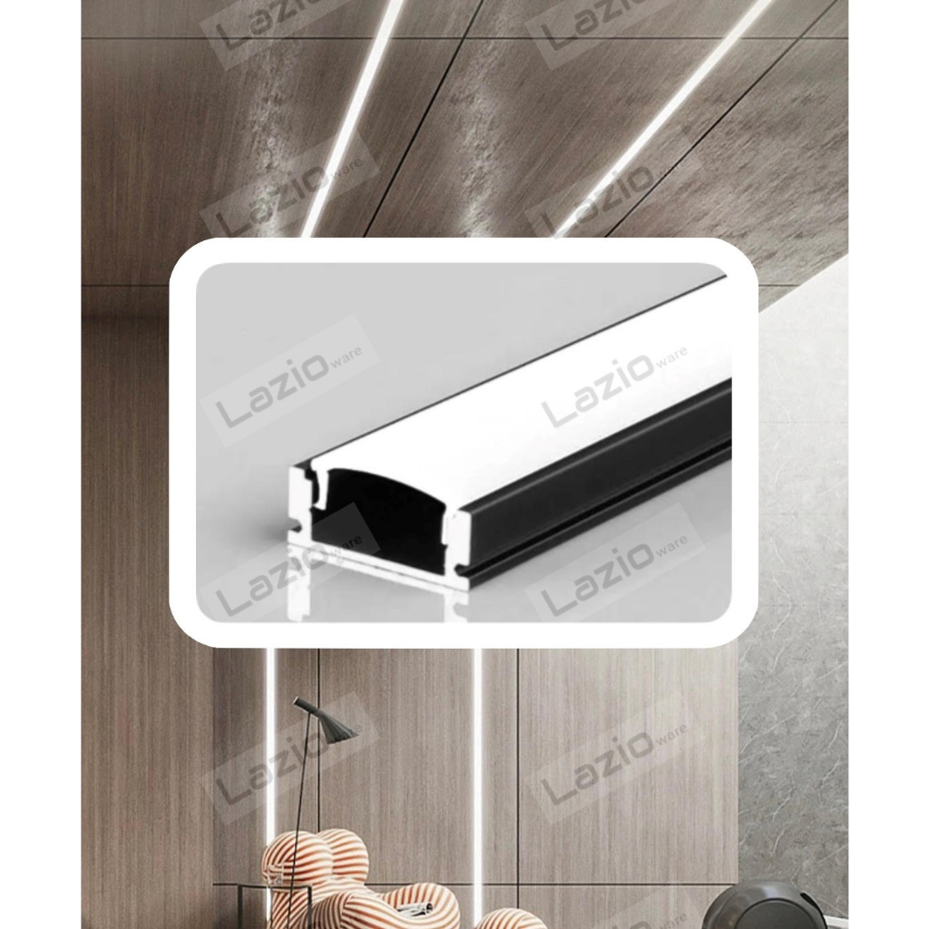 (1m/1.5m) Black coated aluminium LED strip U channel / profile track ...