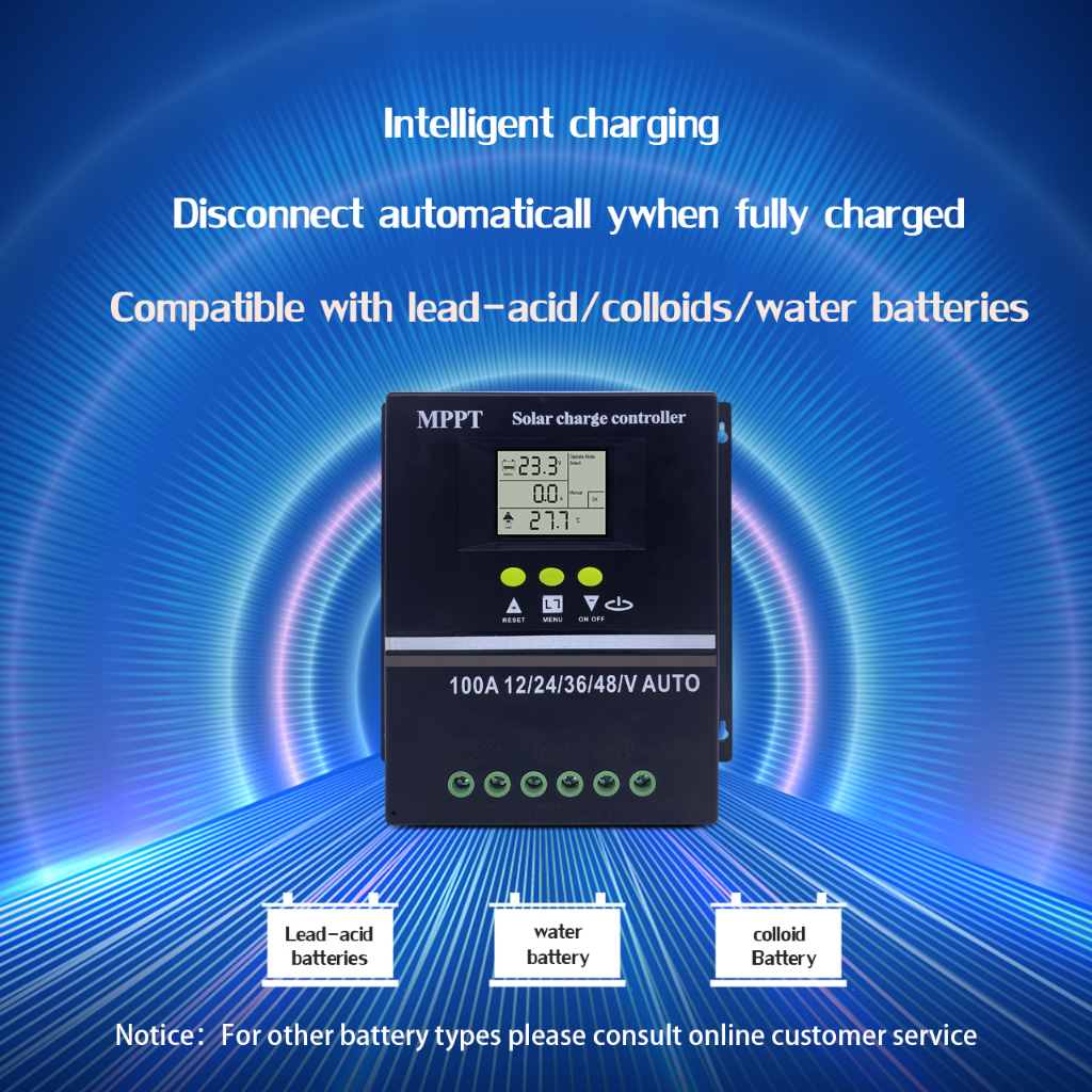 MPPT Solar controller 12V 24V 36V 48V AUTO Battery Charger with LCD 30A/ 60A/100A | Shopee Malaysia