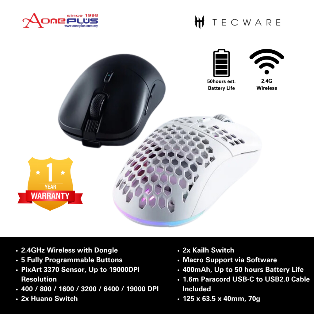(AONE PLUS SS2) Tecware Pulse Elite Gaming Mouse (HOT-SWAPPABLE MICRO-SWITCH) | Shopee Malaysia