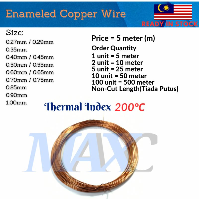 5 Meter of Enameled Copper Wire 0.27, 0.29, 0.35, 0.4mm 0.45mm 0.5mm 0.55mm 0.6mm 0.65mm 0.7mm 0 ...