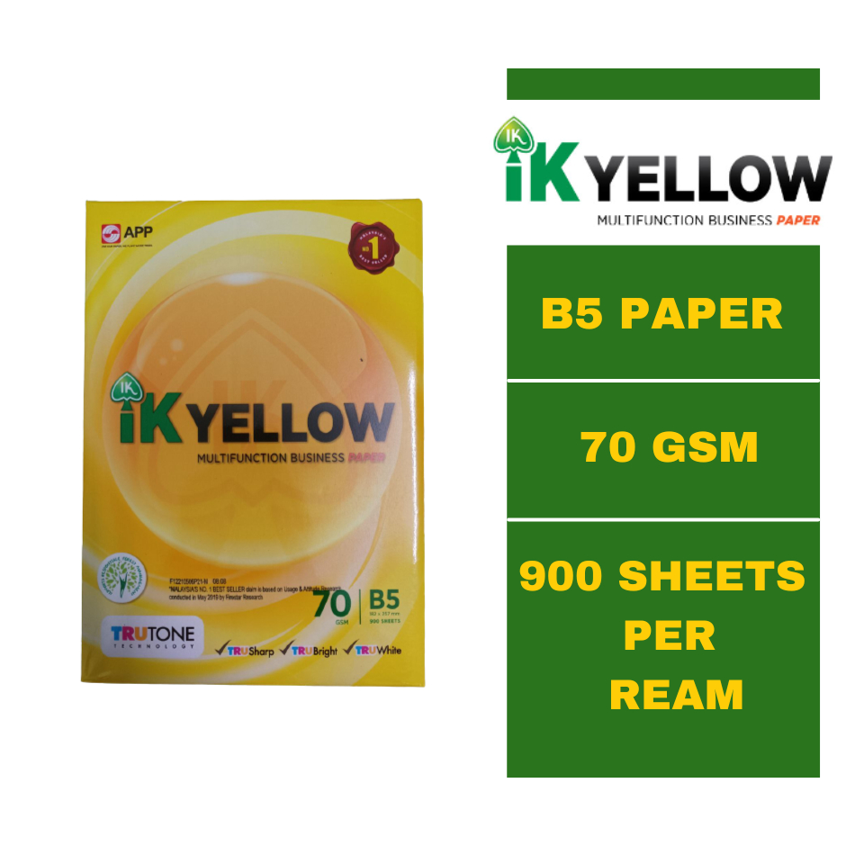IK Yellow B5 Paper 70 GSM (900 sheets) | Shopee Malaysia