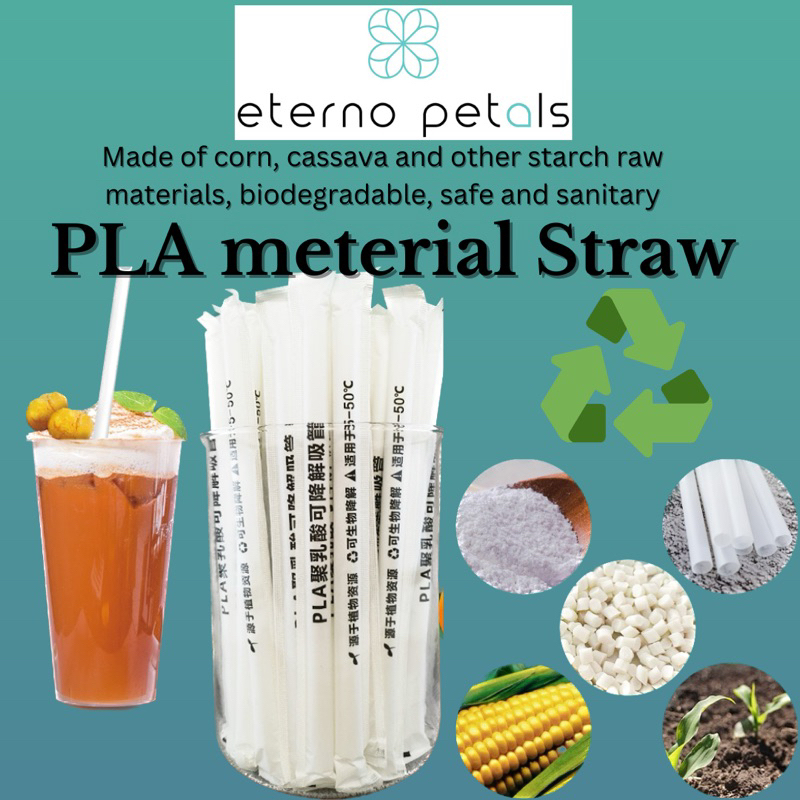 100psc PLA 23cm/13mm Bubble tea single pack /straw for boba cup ...