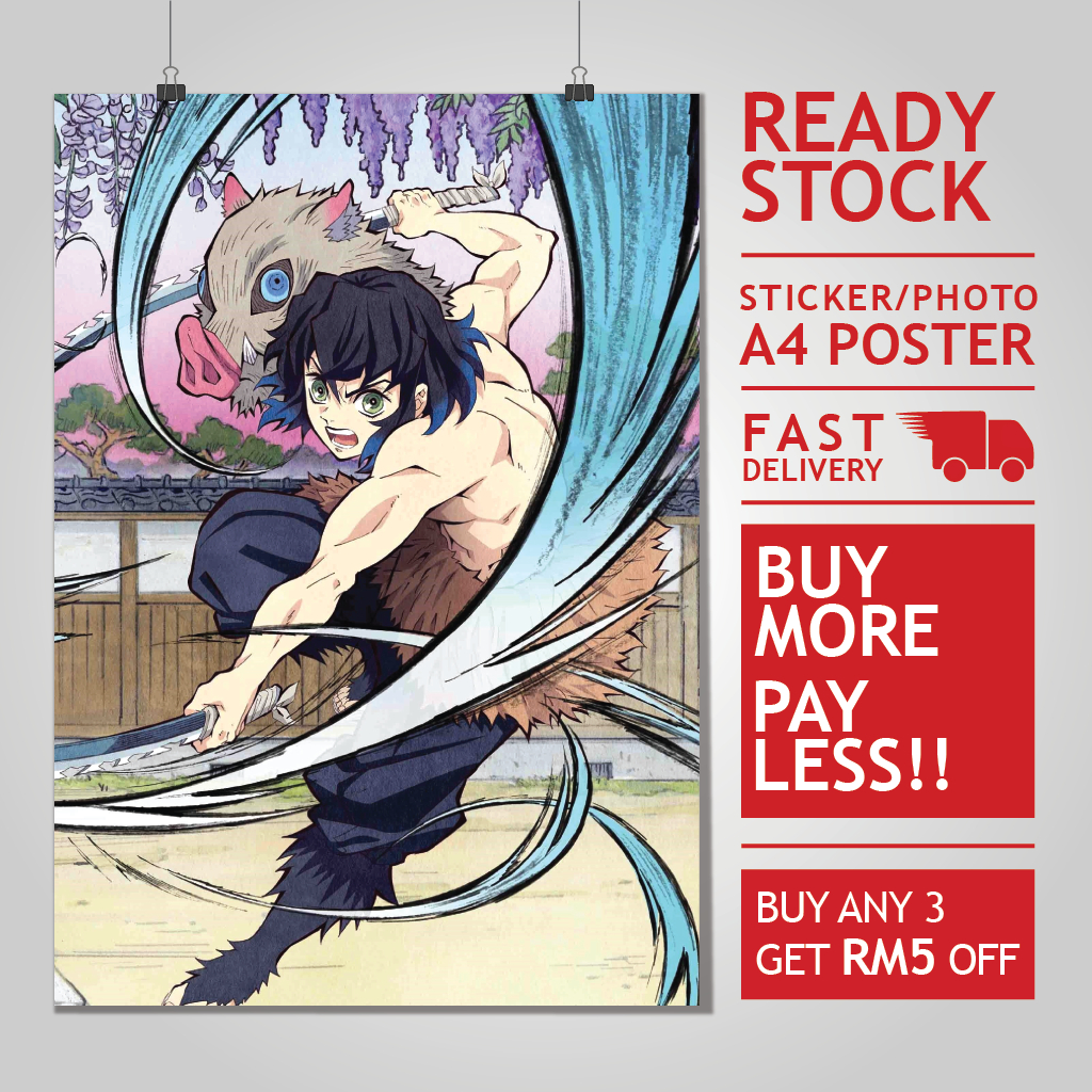 (READY STOCK) Kimetsu no Yaiba A4 Photo Poster/Sticker | Inosuke Poster ...
