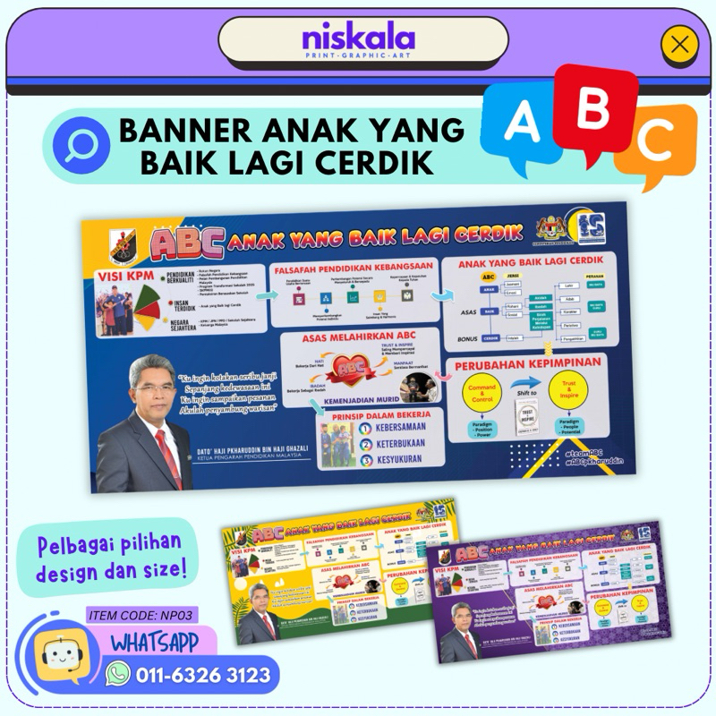 [ABC] BANNER ABC | Anak Yang Baik Lagi Cerdik (ABC) | Shopee Malaysia