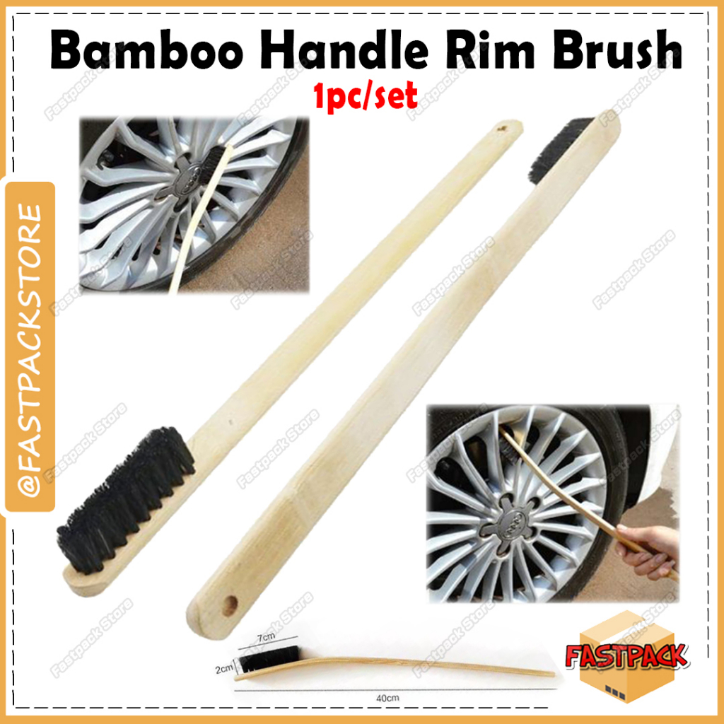 40cm Car Bamboo Tire Rim Wheel Tyre Handle Rim Brush Berus Cuci Tayar ...