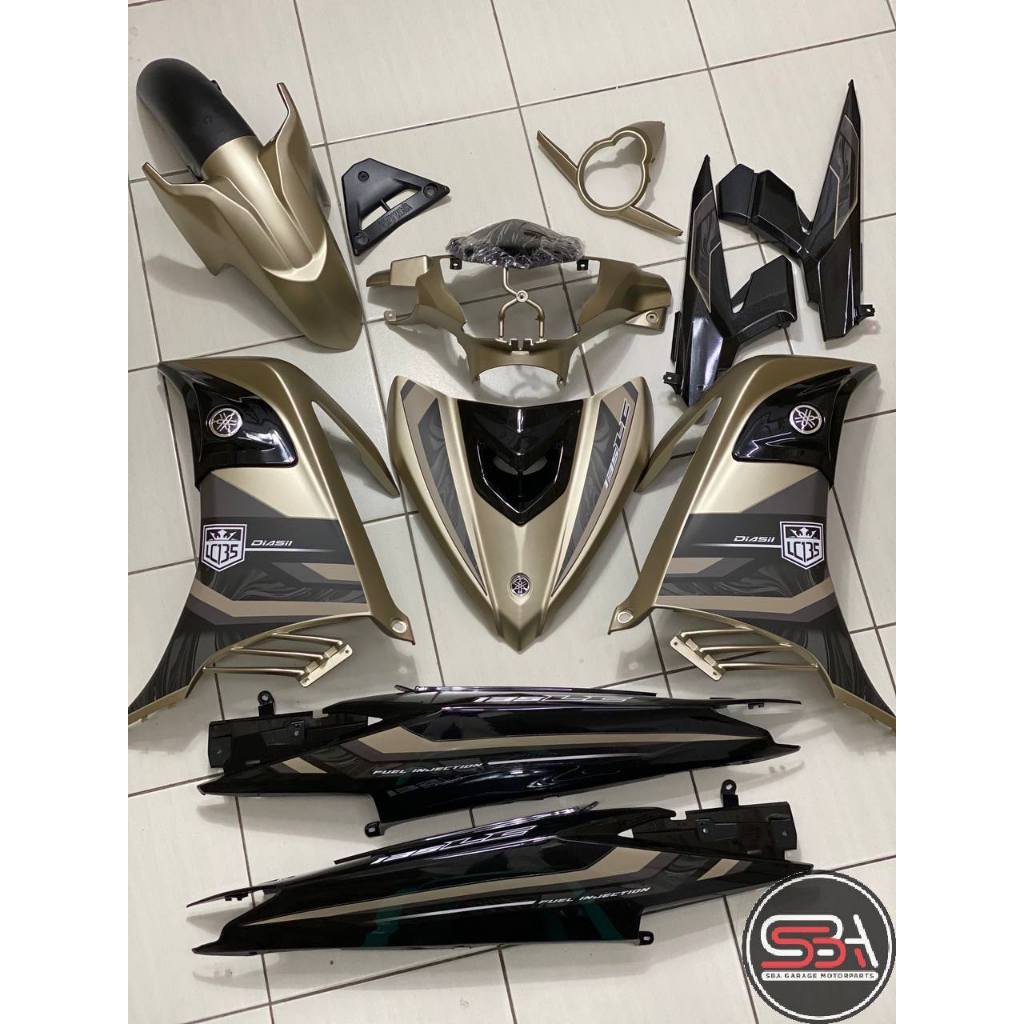 COVERSET BODYSET YAMAHA LC LC135 V6 V7 DR EXCITER NESCAFE GOLD MATT ...