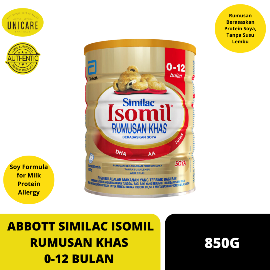 ABBOTT SIMILAC ISOMIL RUMUSAN KHAS PROTEIN SOYA 0-12 BULAN 850G (Soy Formula for Milk Protein ...