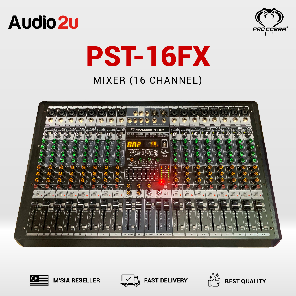 Pro Cobra PST-16FX Professional Mixer Mixing Console Effects Processor ...